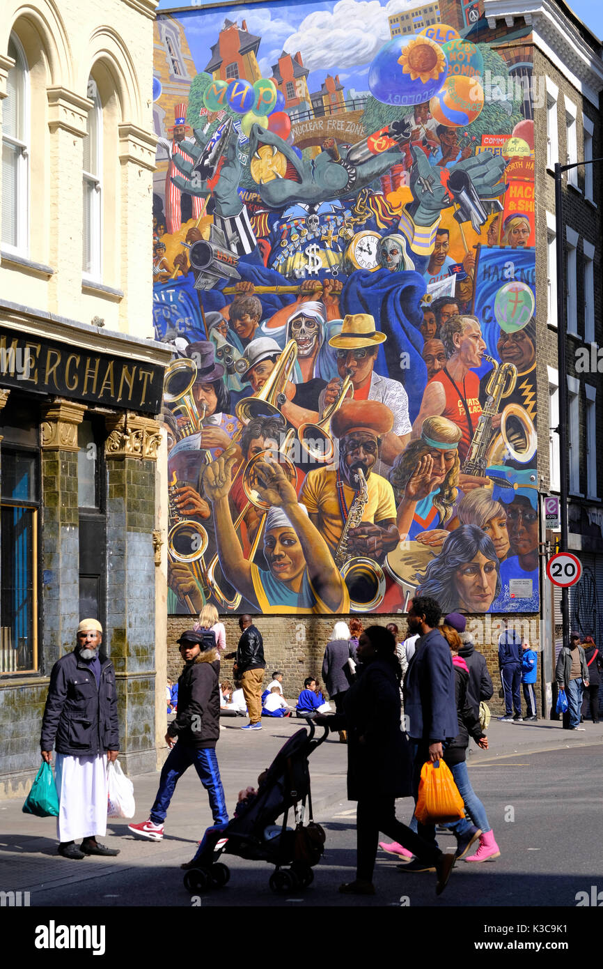 Dalston Peace Mural by Ray Walker, 1985 , London, United Kingdom Stock ...