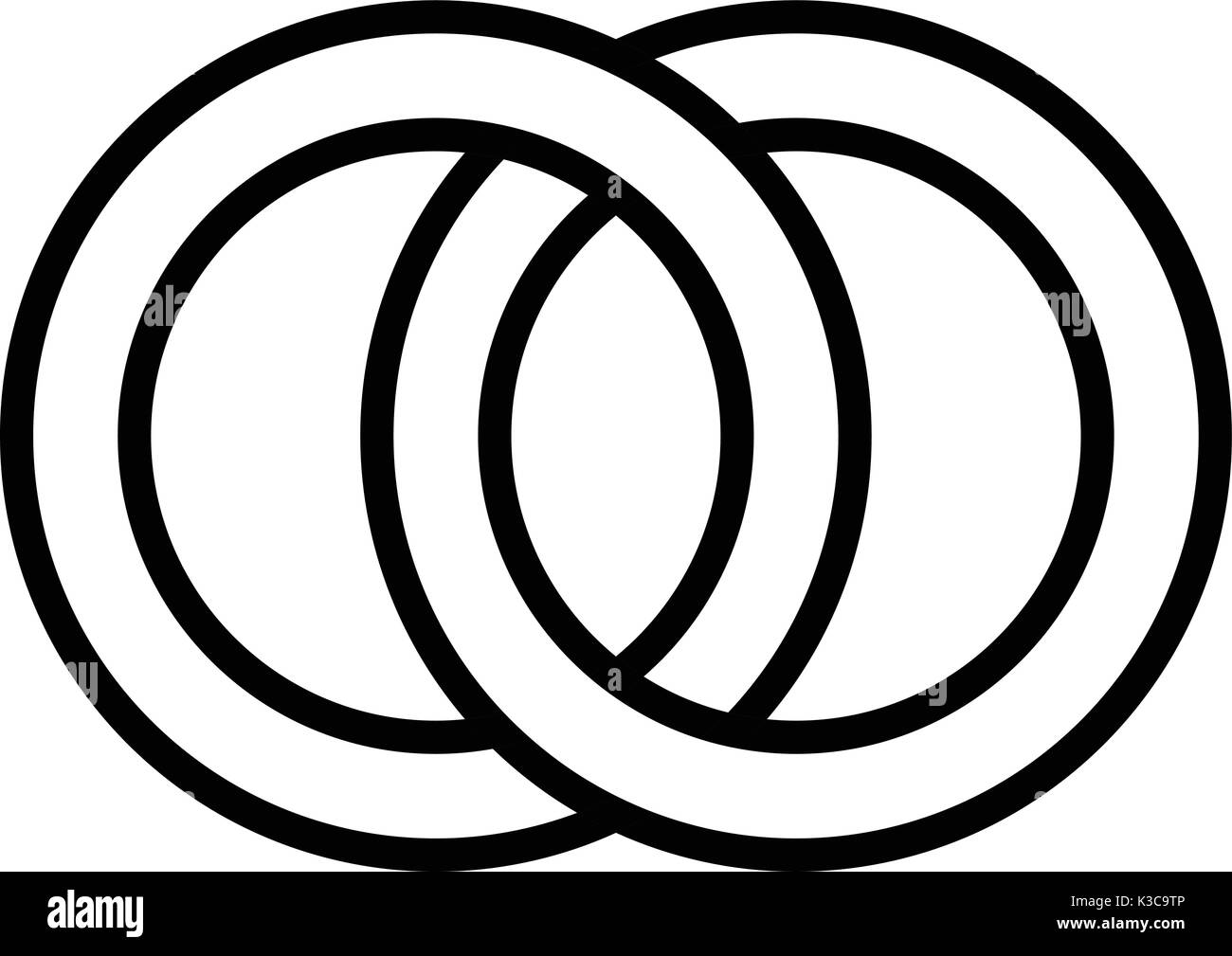 Interlocking circles, rings contour. Circles, rings concept icon Stock ...