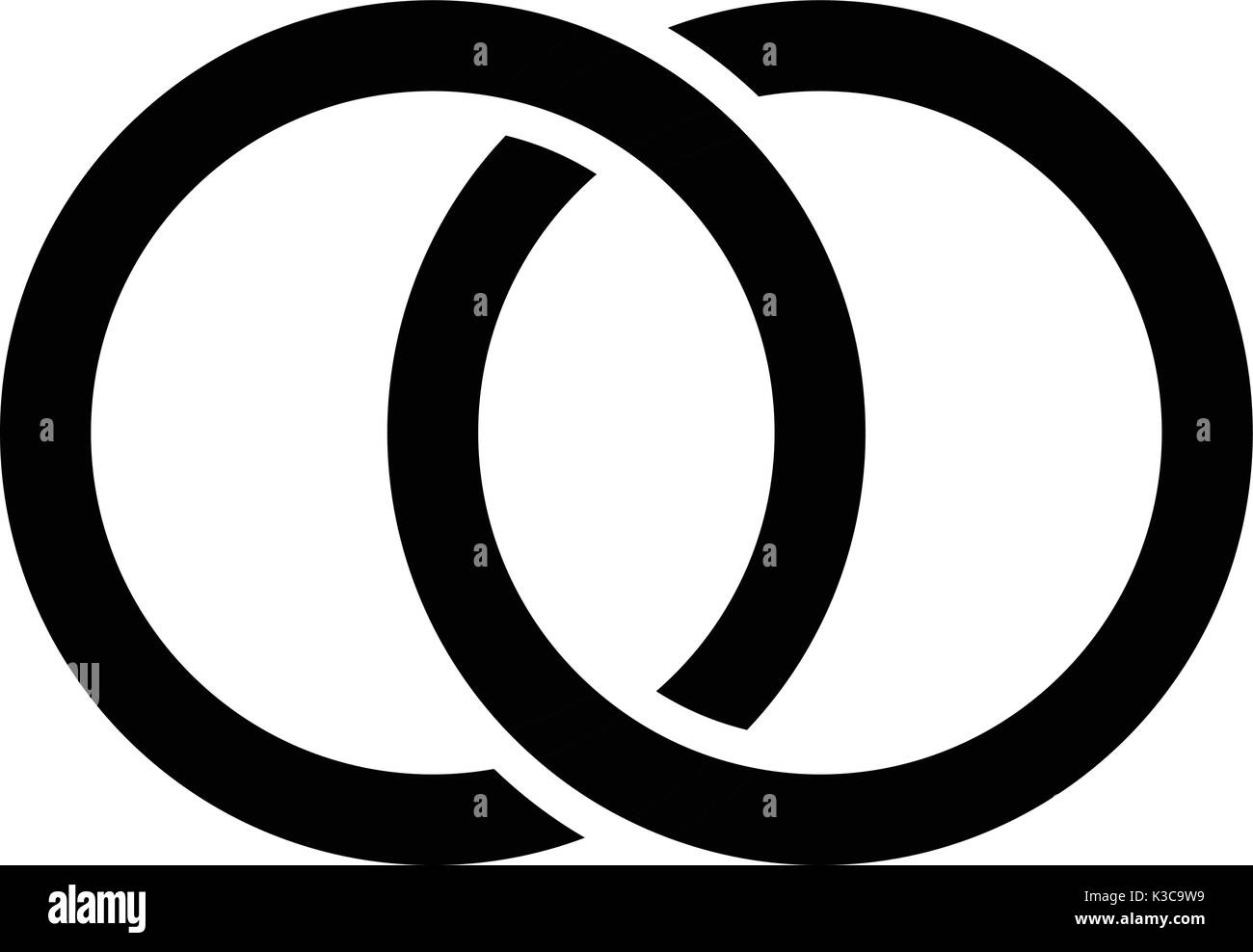 Interlocking circles, rings contour. Circles, rings concept icon Stock ...