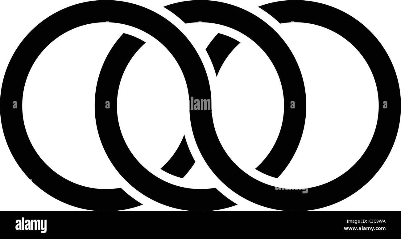 Interlocking circles, rings contour. Circles, rings concept icon Stock ...