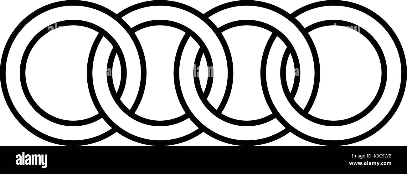 Interlocking circles, rings contour. Circles, rings concept icon Stock ...