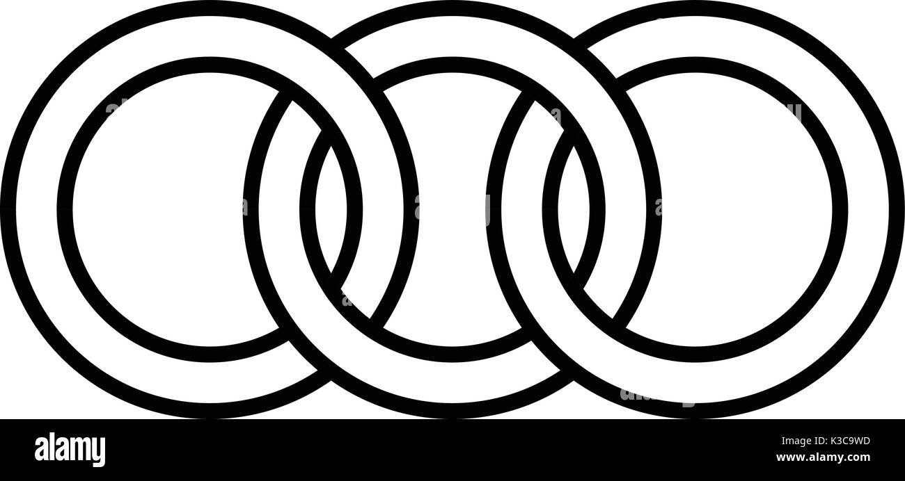 Interlocking circles, rings contour. Circles, rings concept icon Stock ...