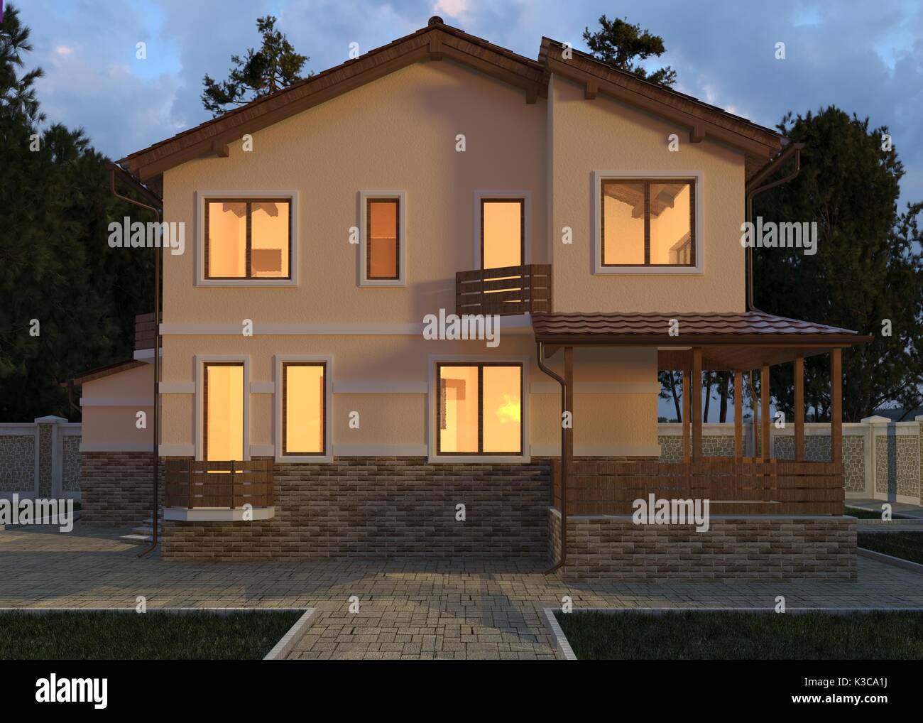 Photo realistic render of the house 3d illustration Stock Photo - Alamy