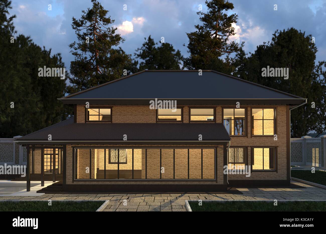 Photo realistic render of the house 3d illustration Stock Photo - Alamy