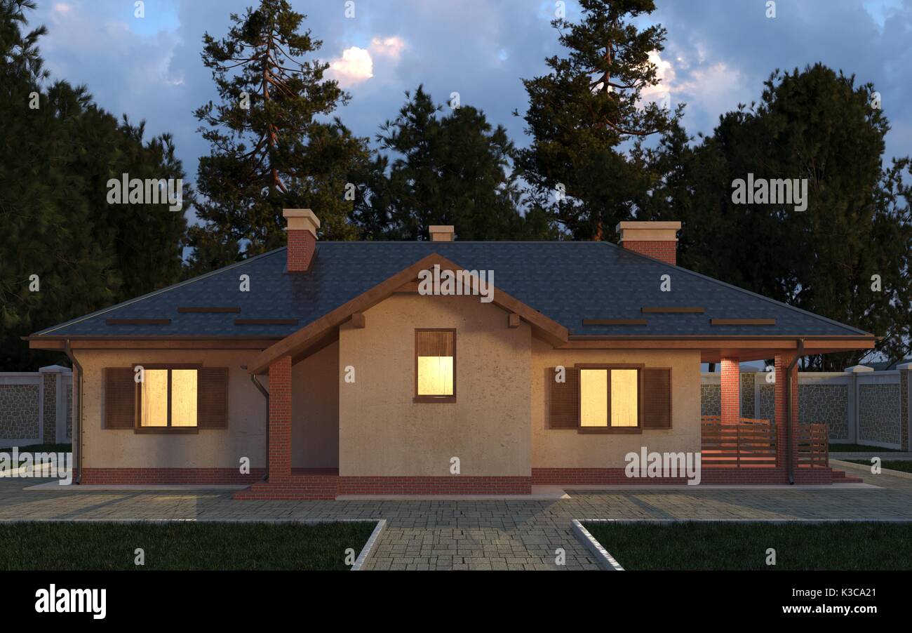Photo realistic render of the house 3d illustration Stock Photo - Alamy