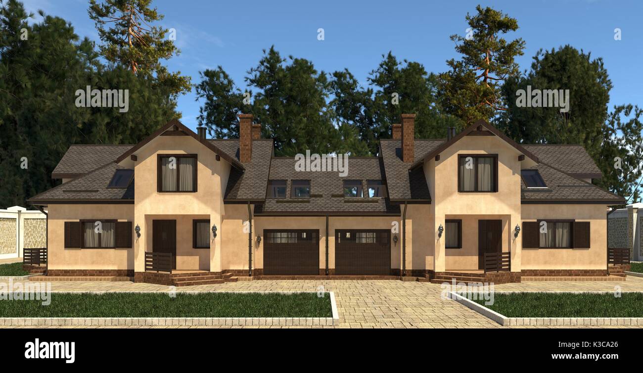 Photo realistic render of the house 3d illustration Stock Photo - Alamy