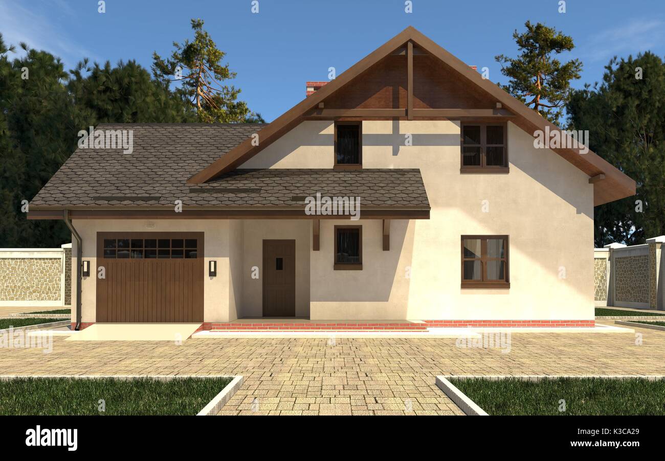 Photo realistic render of the house 3d illustration Stock Photo - Alamy