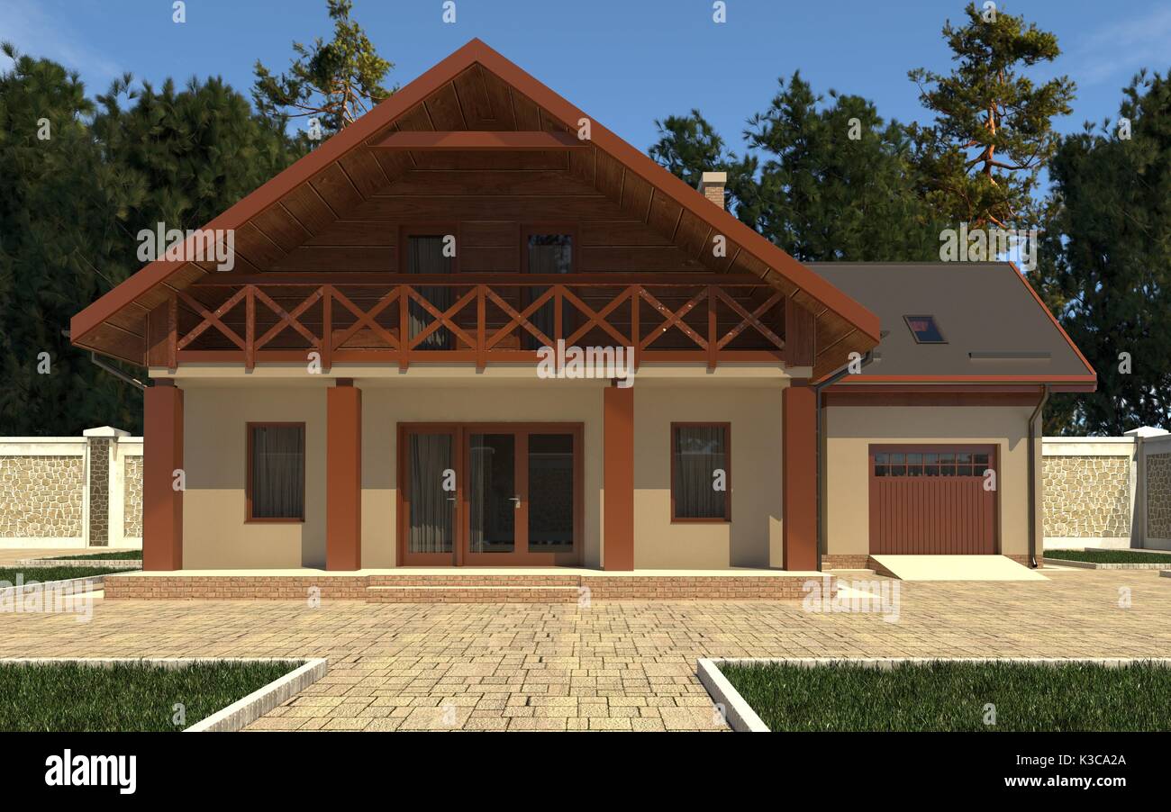 Photo realistic render of the house 3d illustration Stock Photo - Alamy