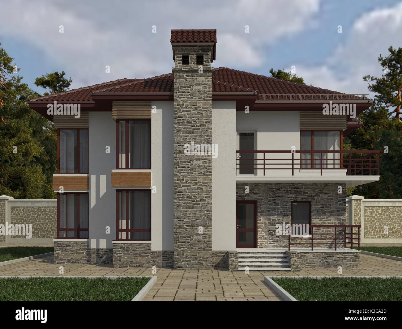 Photo realistic render of the house 3d illustration Stock Photo - Alamy