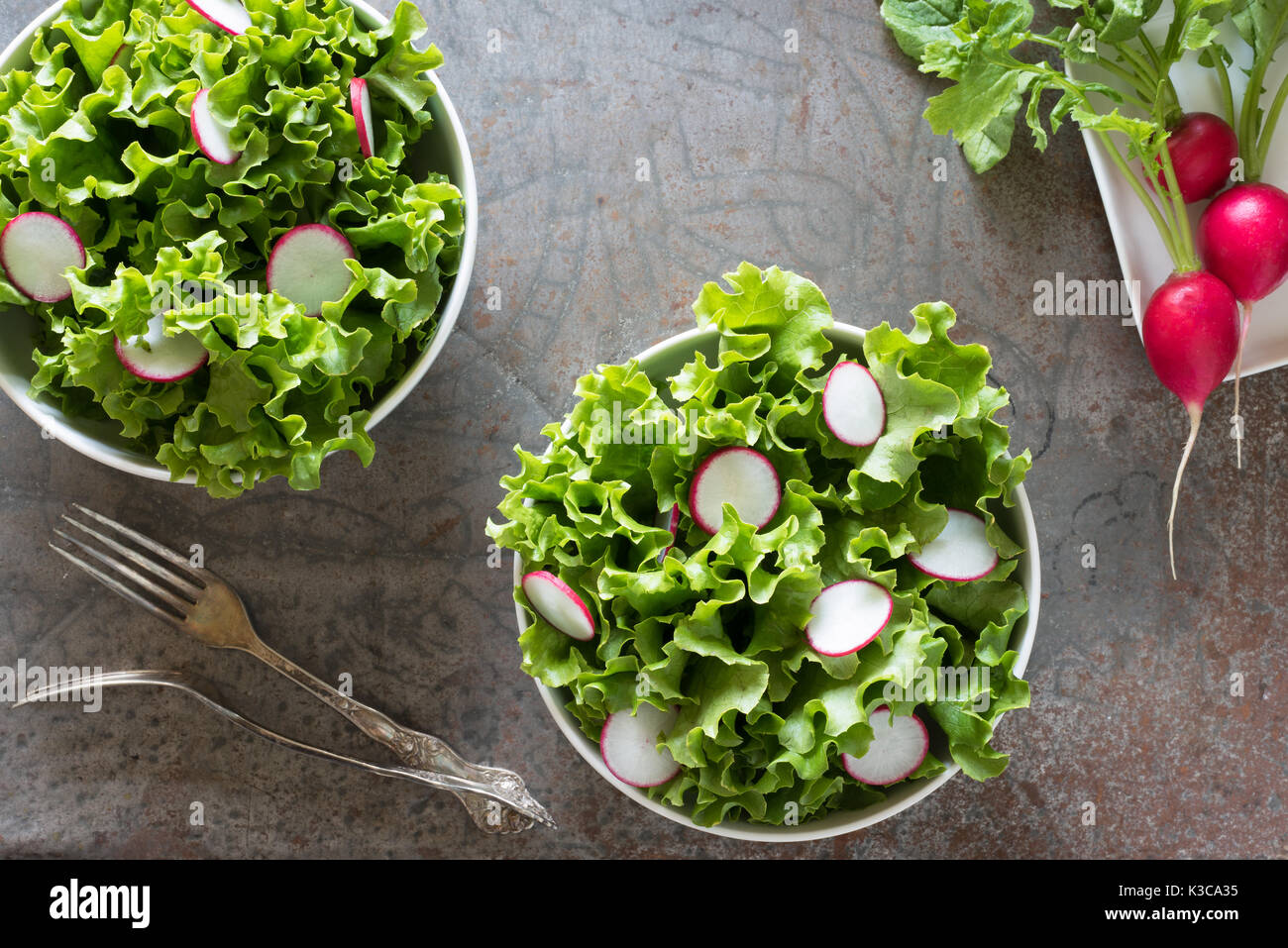 Leaf Lettuce and Radish Salad Stock Photo - Alamy
