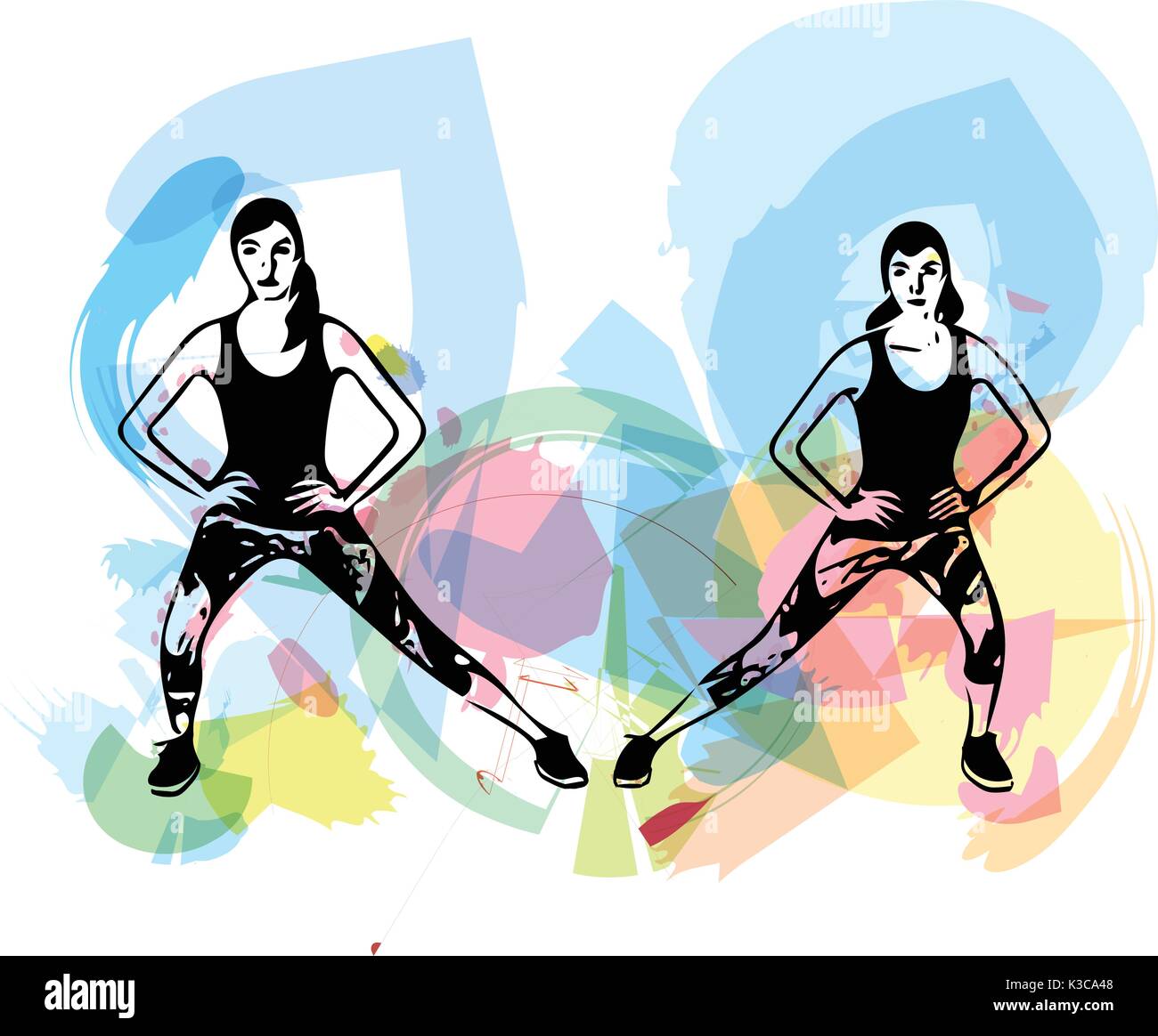 abstract fitness woman, trained female body Vector illustration Stock ...