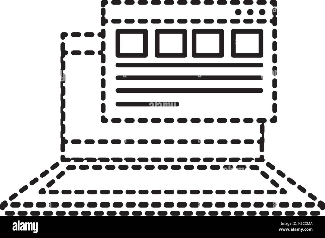 dotted shape laptop with business virtual document information Stock ...
