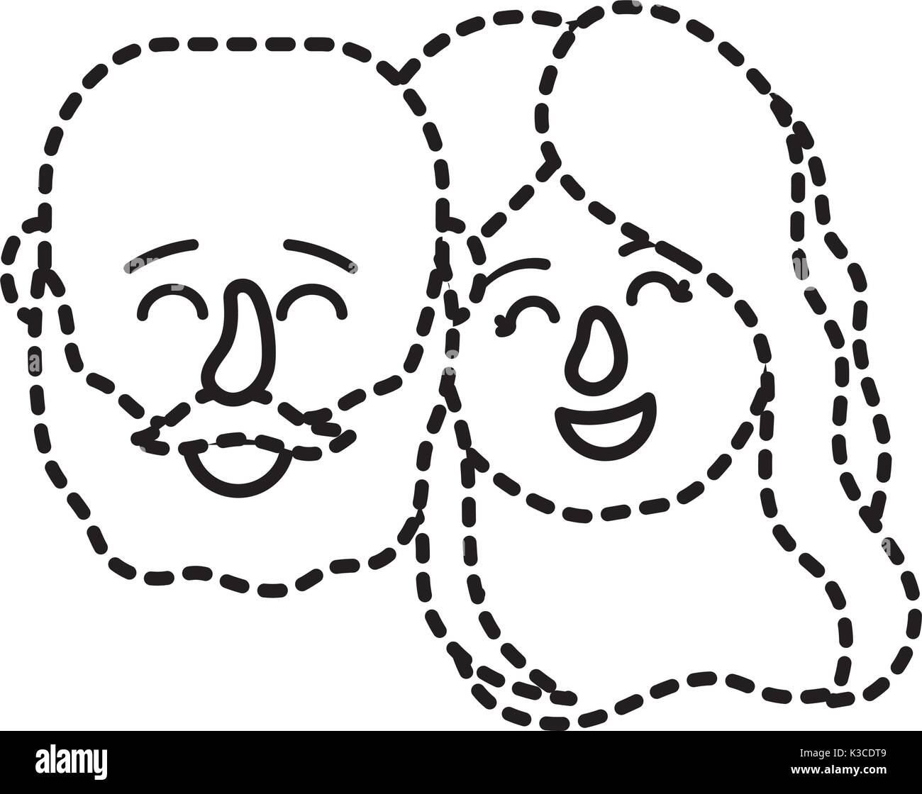 dotted shape avatar couple head with hairstyle design Stock Vector ...