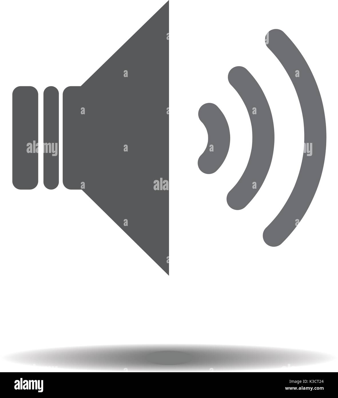 Gray audio speaker volume or music speaker volume on line art icon ...