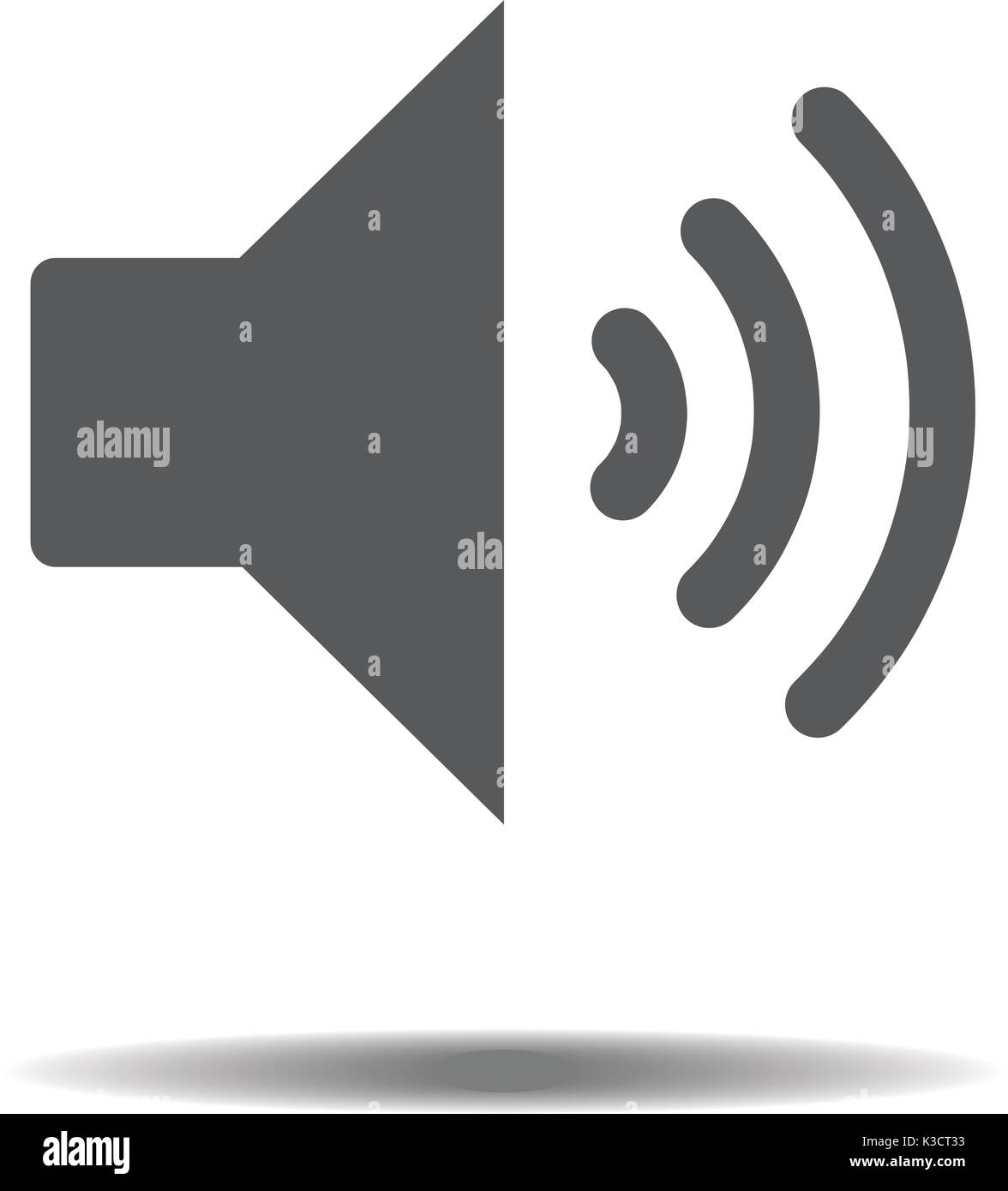 Gray audio speaker volume or music speaker volume on line art icon ...