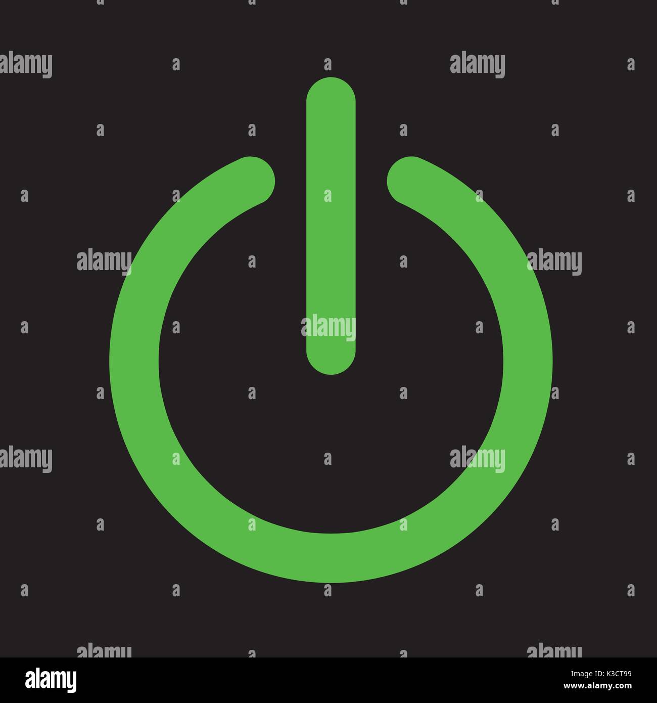 Green power icon Vector Illustration isolated on black background ...