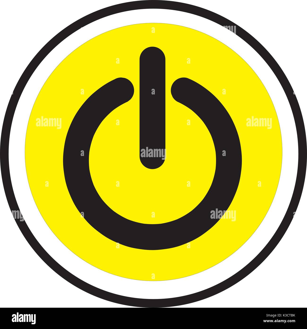 Black on yellow power icon Vector Illustration isolated on white ...