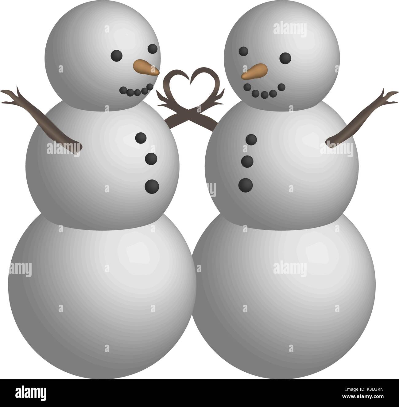 Object snowman couple in 3D, isolated vector Stock Vector Image & Art ...