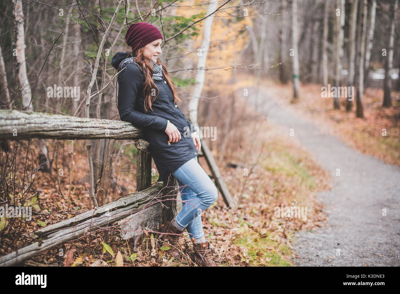 Autumn Woman in fall time of november month Stock Photo - Alamy