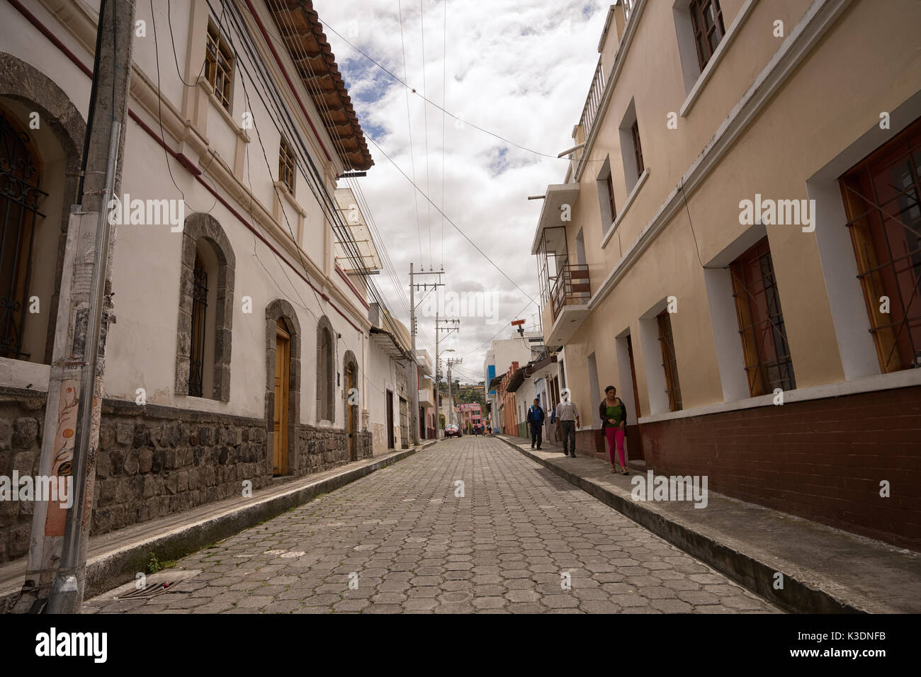 April 28, 2017 San Antonio, Ecuador: street view of the town known for ...