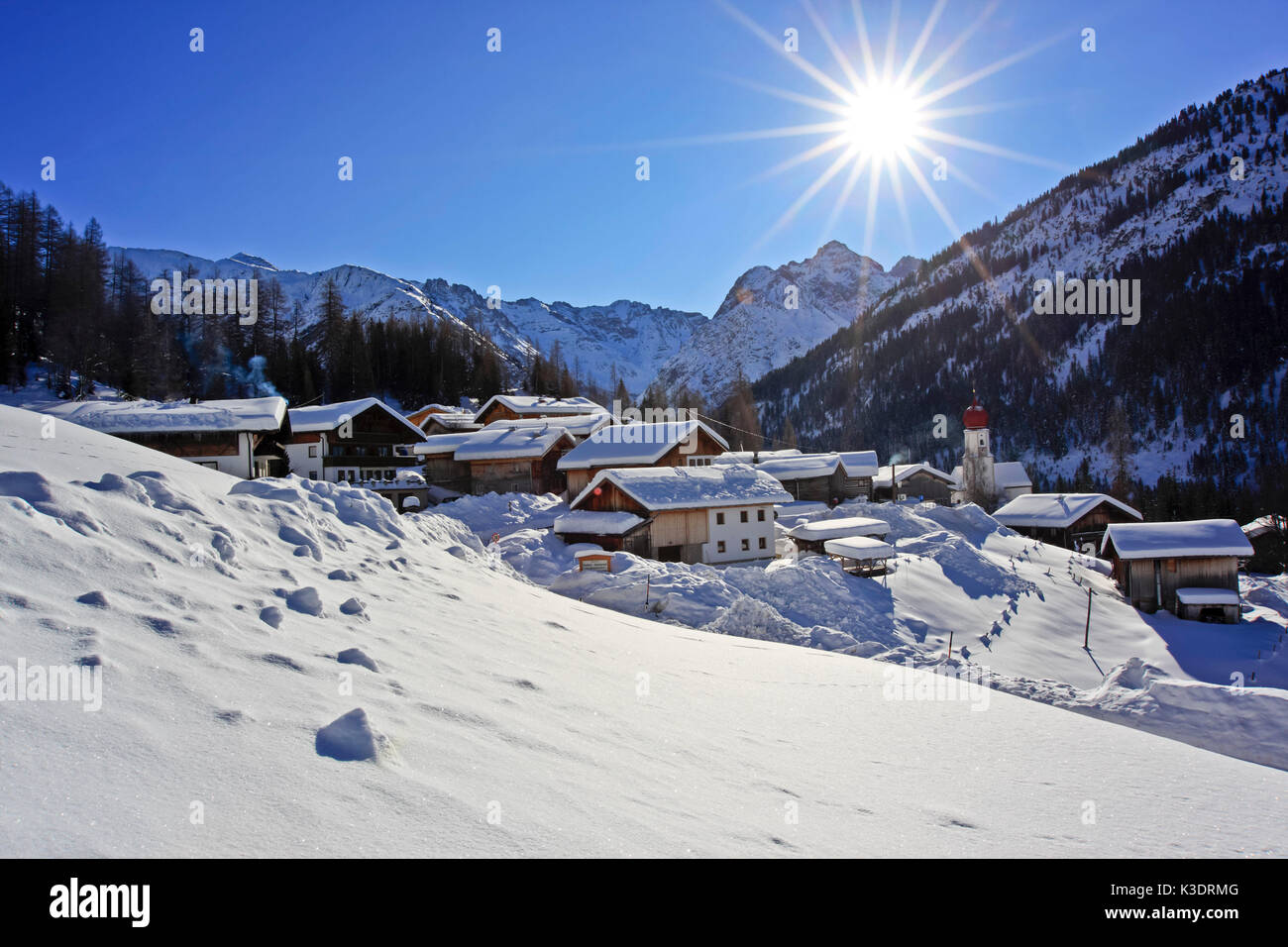 Austria, Tyrol, Lechtal Alps, village Stock Photo - Alamy
