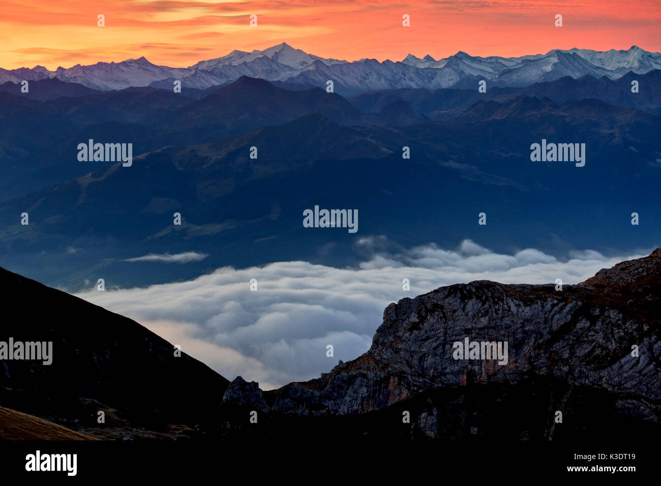 Austria, Tyrol, Rofan, Rofangebirge, Hochiss, Grossvenediger Stock ...