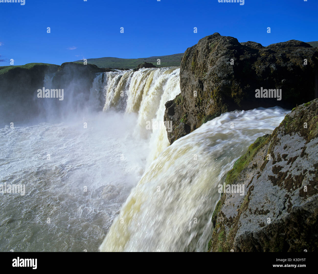 The god's waterfall Godafoss with Lukewarm-even in the north of Iceland ...