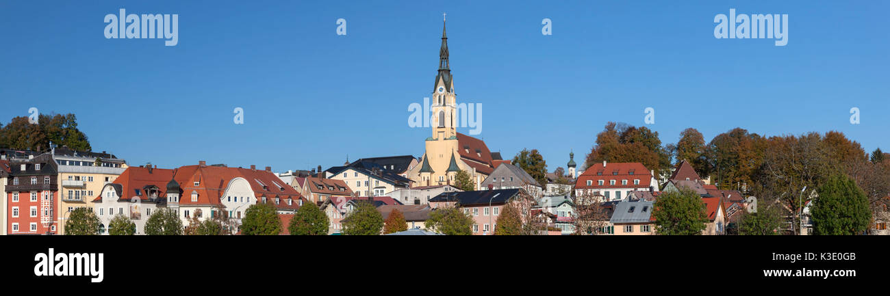 View at Bad Tölz with the town parish church the Assumption Day, Upper ...
