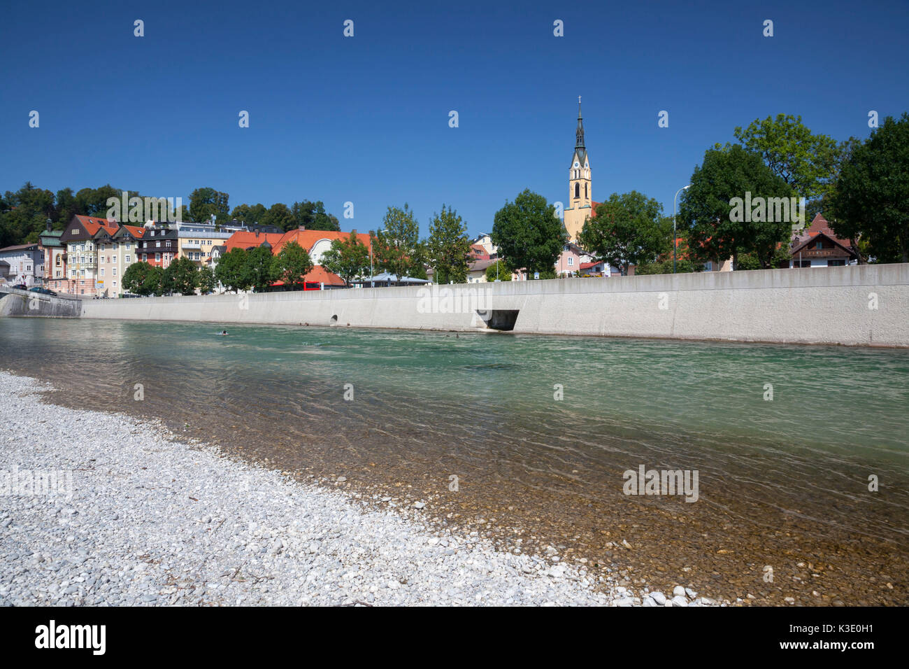 View at Bad Tölz with the town parish church the Assumption Day, Upper ...