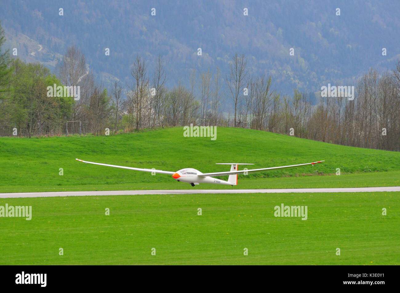 Germany, Bavaria, glider, land approach, runway Stock Photo - Alamy