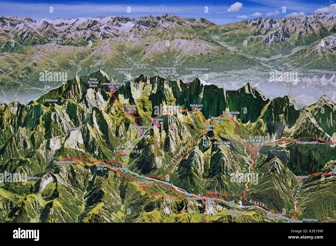 Österreich, Tirol, Eng, Naturpark, Großer Ahornboden, Hinweistafel ...