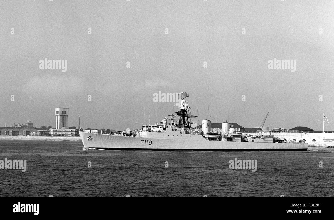 HMS Eskimo - F119 - Tribal class frigate of the Royal Navy leaving ...