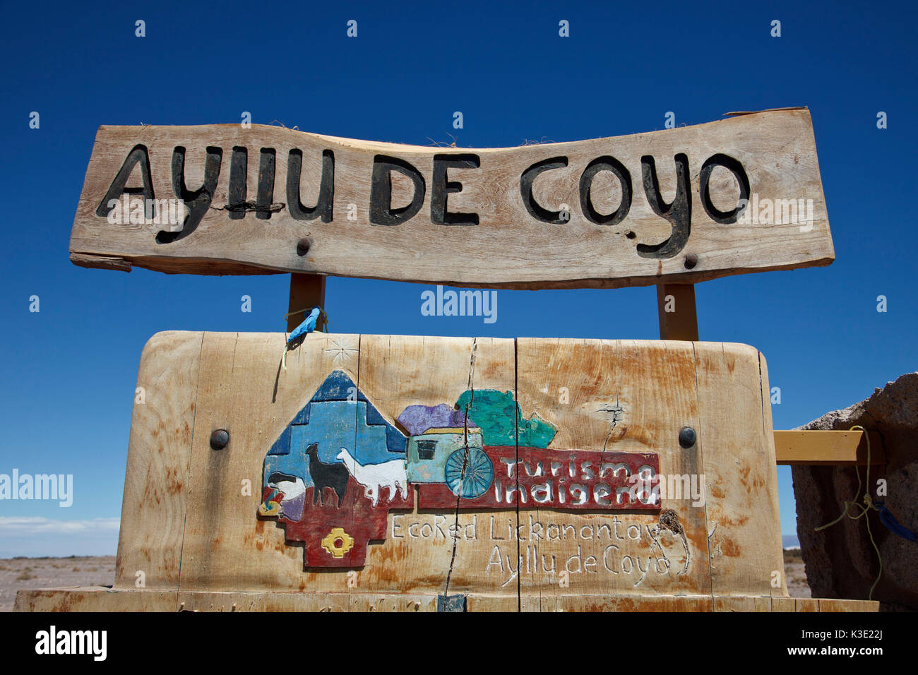 Chile, San Pedro de Atacama, Ayllu de Coyo, sign Stock Photo - Alamy