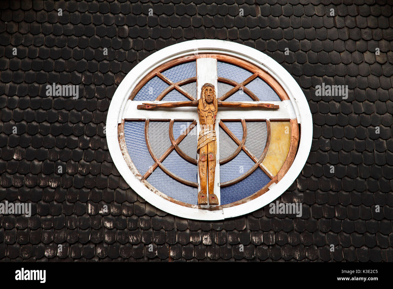 Chile, Araucania, Curarrehue, Mapuche, church, detail Stock Photo - Alamy