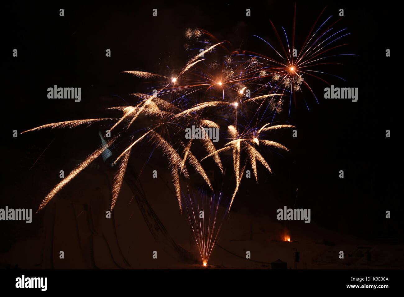 Germany, Garmisch-Partenkirchen, fireworks, cascade, design fireworks ...