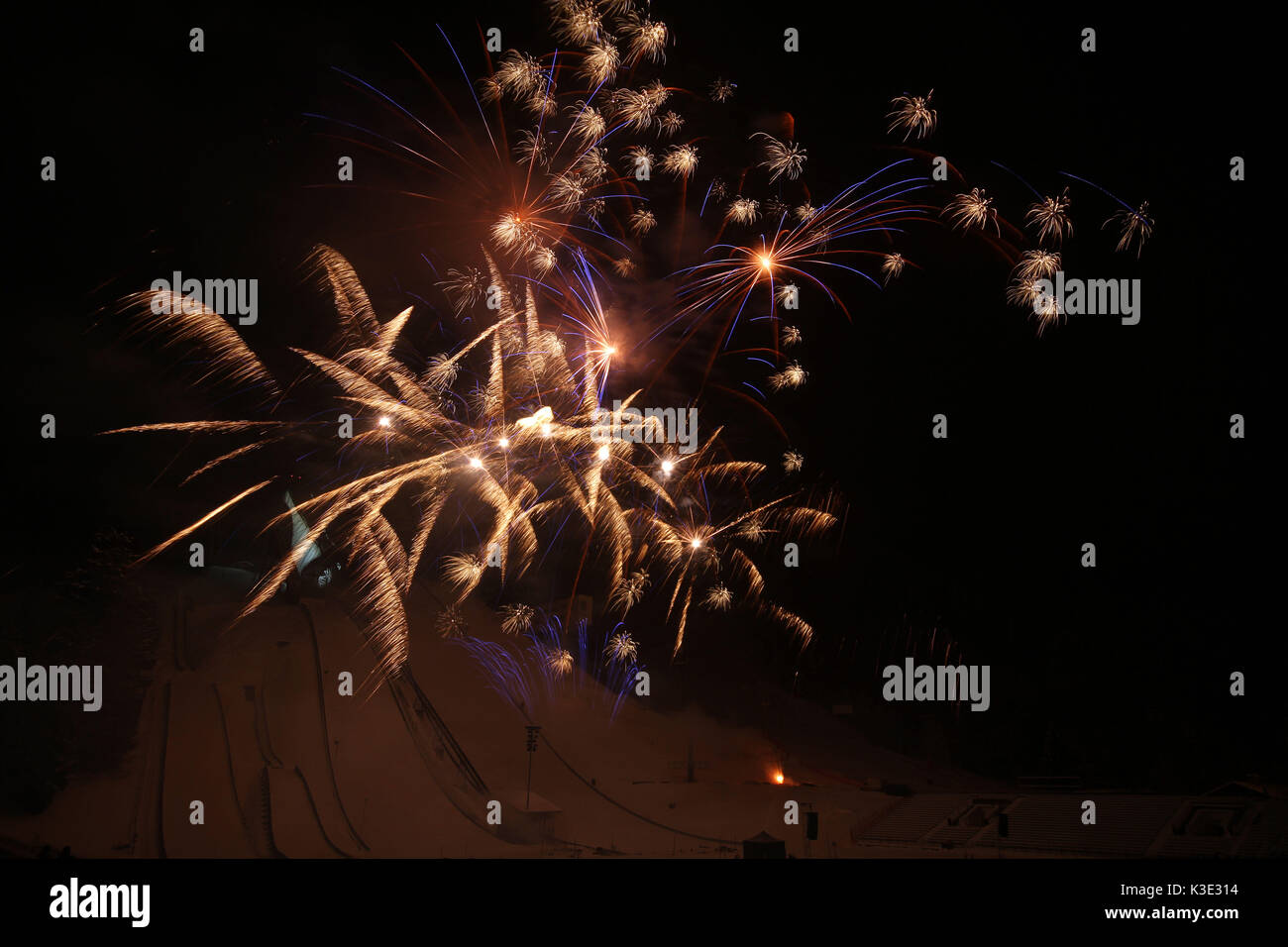 Germany, Garmisch-Partenkirchen, fireworks, cascade, design fireworks ...