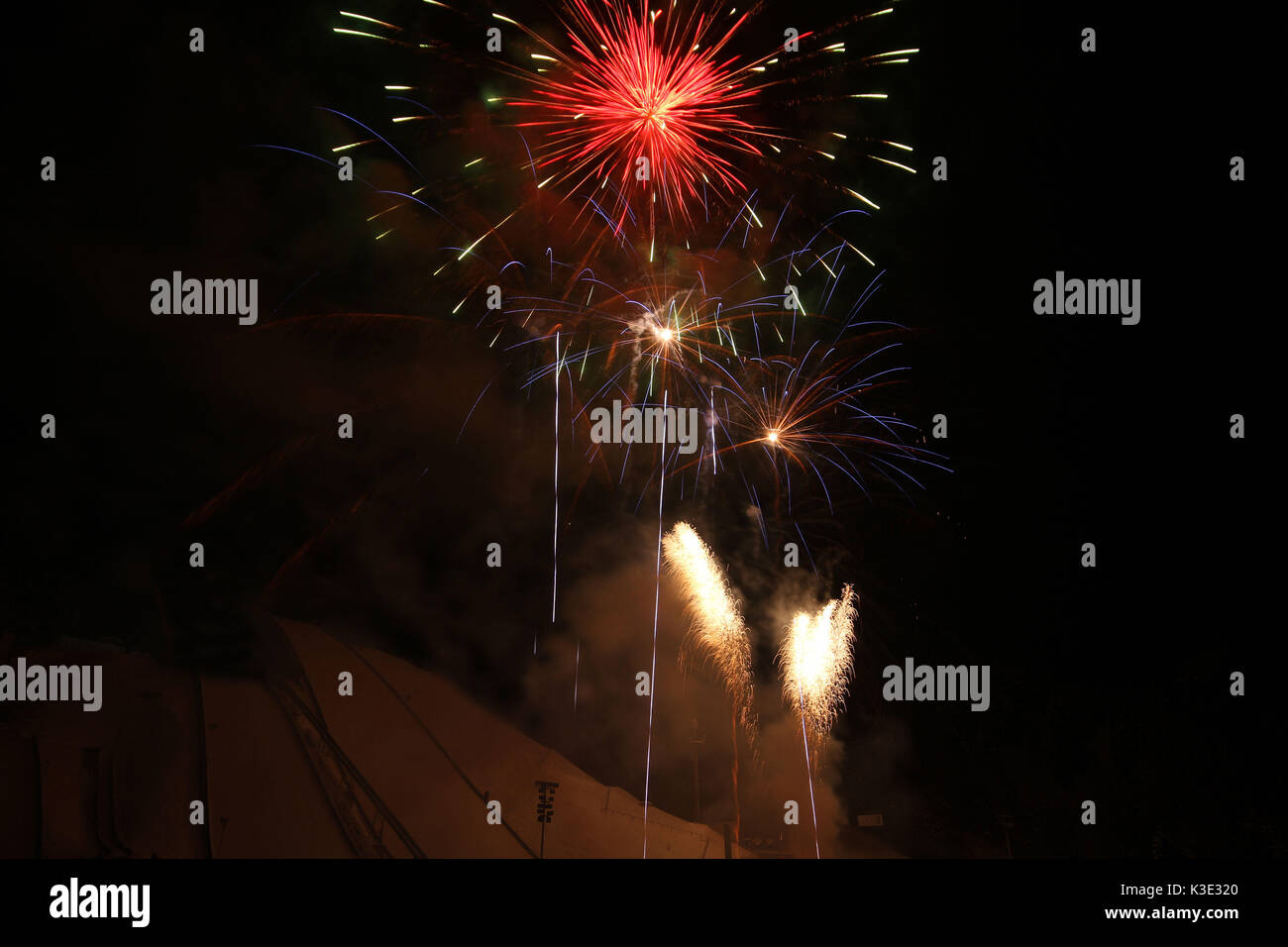 Germany, Garmisch-Partenkirchen, fireworks, cascade, design fireworks ...