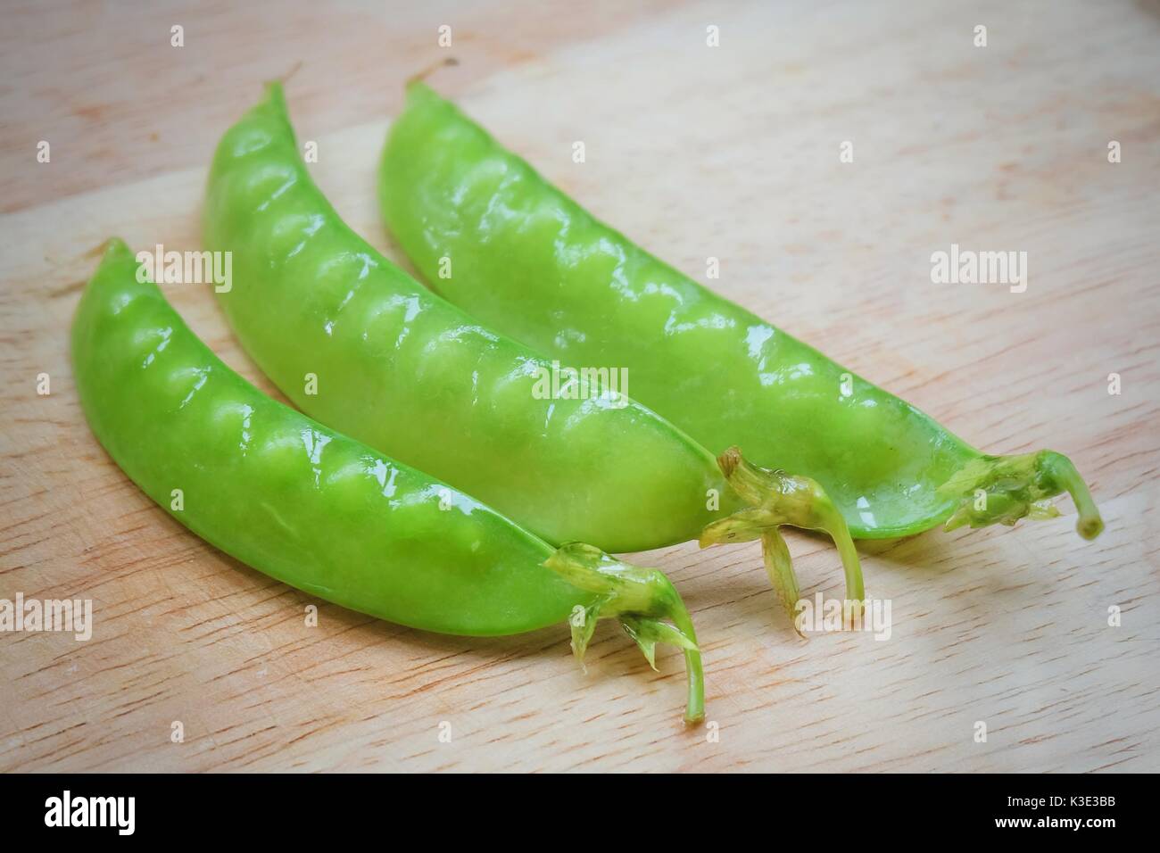Vegetable, Fresh Green Peas Pods on Cutting Board, High in Vitamin K, B ...