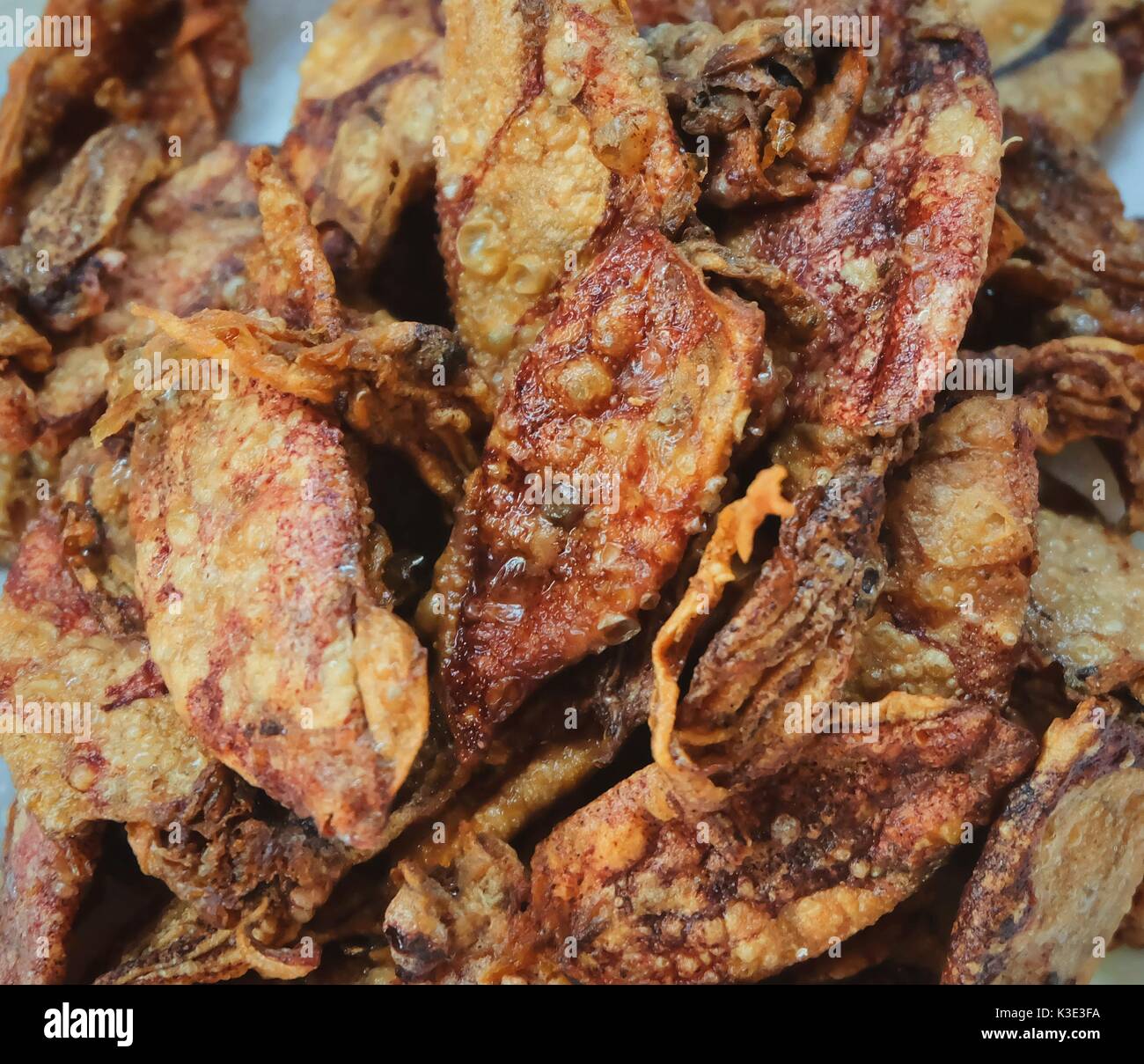 Cuisine and Food, Traditional Deep Fried Salty Squid or Octopus Made of ...