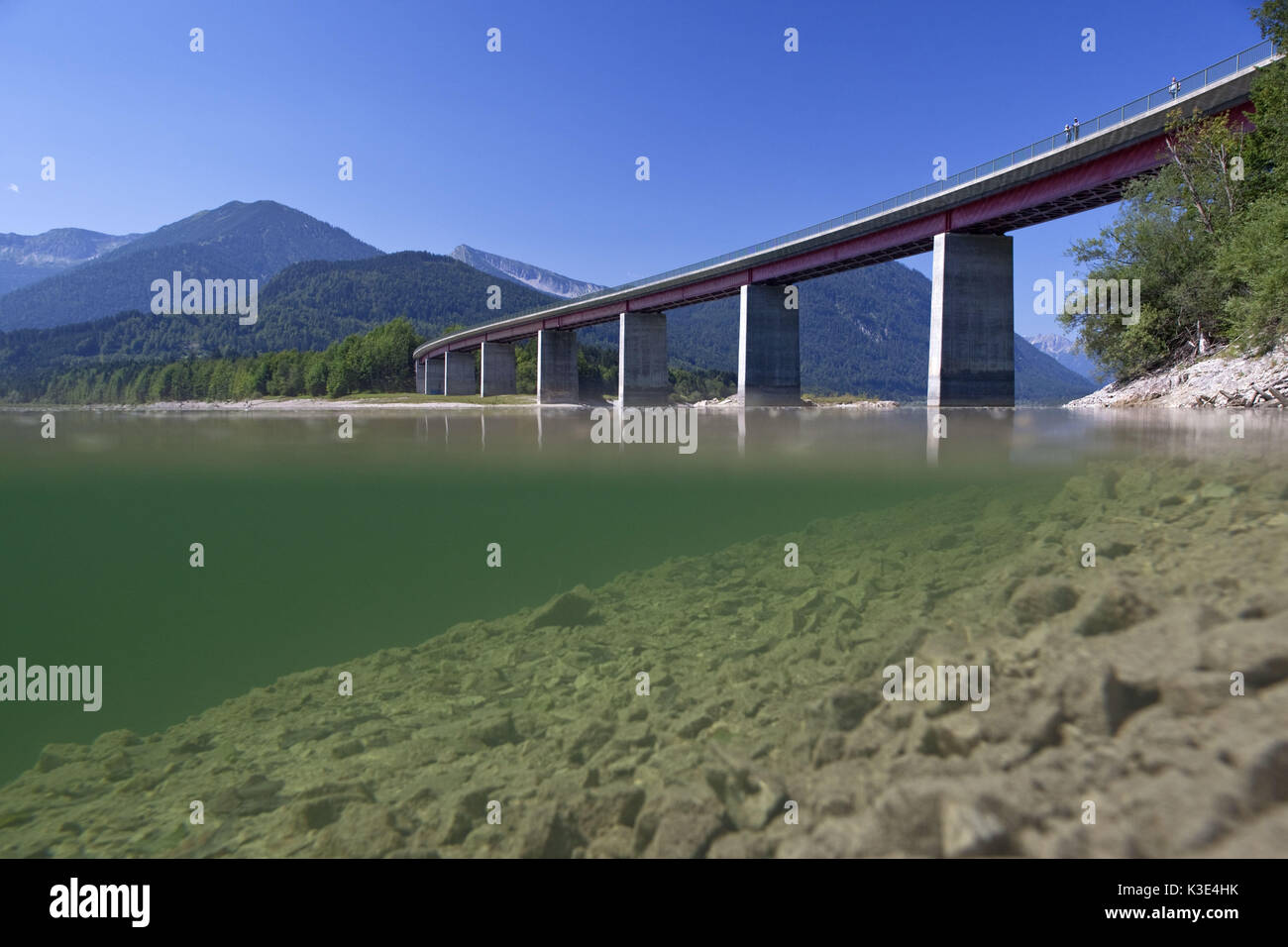 Bridge over the Sylvenstein Dam, near Fall, Lenggries, Upper Bavaria ...