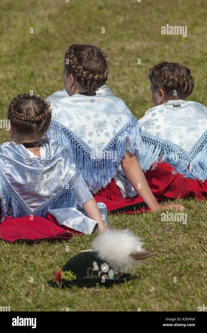 Local people at the regional youth festival, Eschenlohe, Upper Bavaria ...