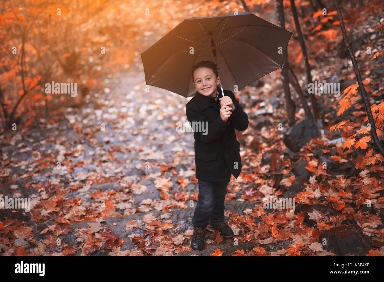 little boy in autumn october season Stock Photo - Alamy