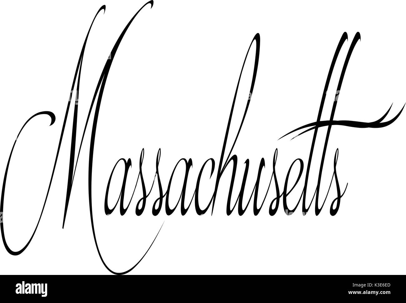 Massachusetts Text Sign Illustration On White Background Stock Vector