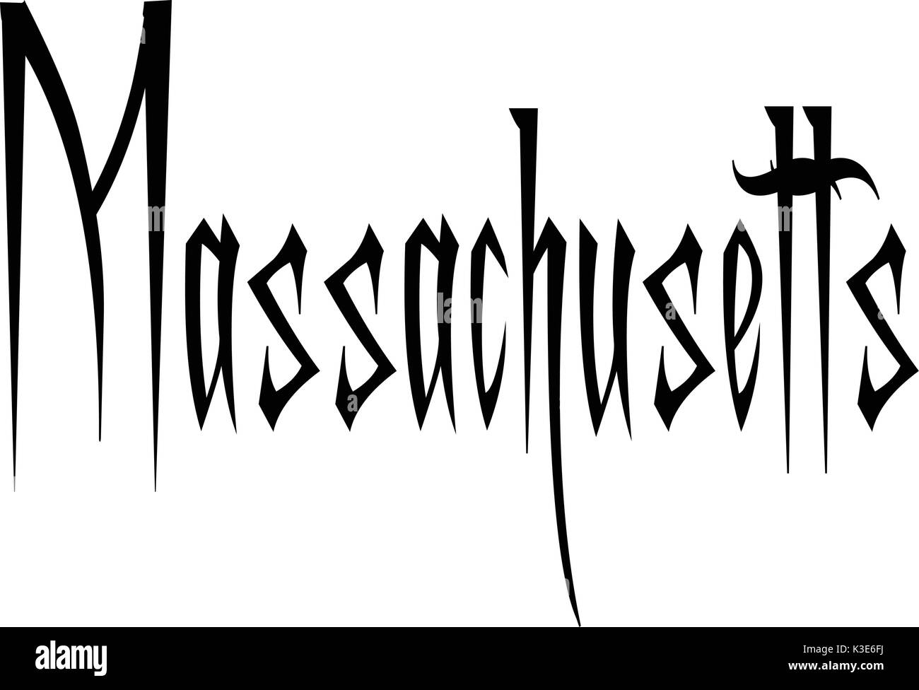 Massachusetts Text Sign Illustration On White Background Stock Vector