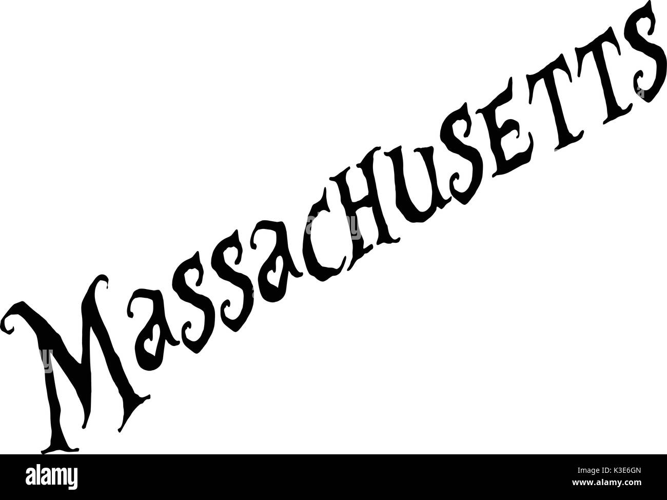 Massachusetts Text Sign Illustration On White Background Stock Vector