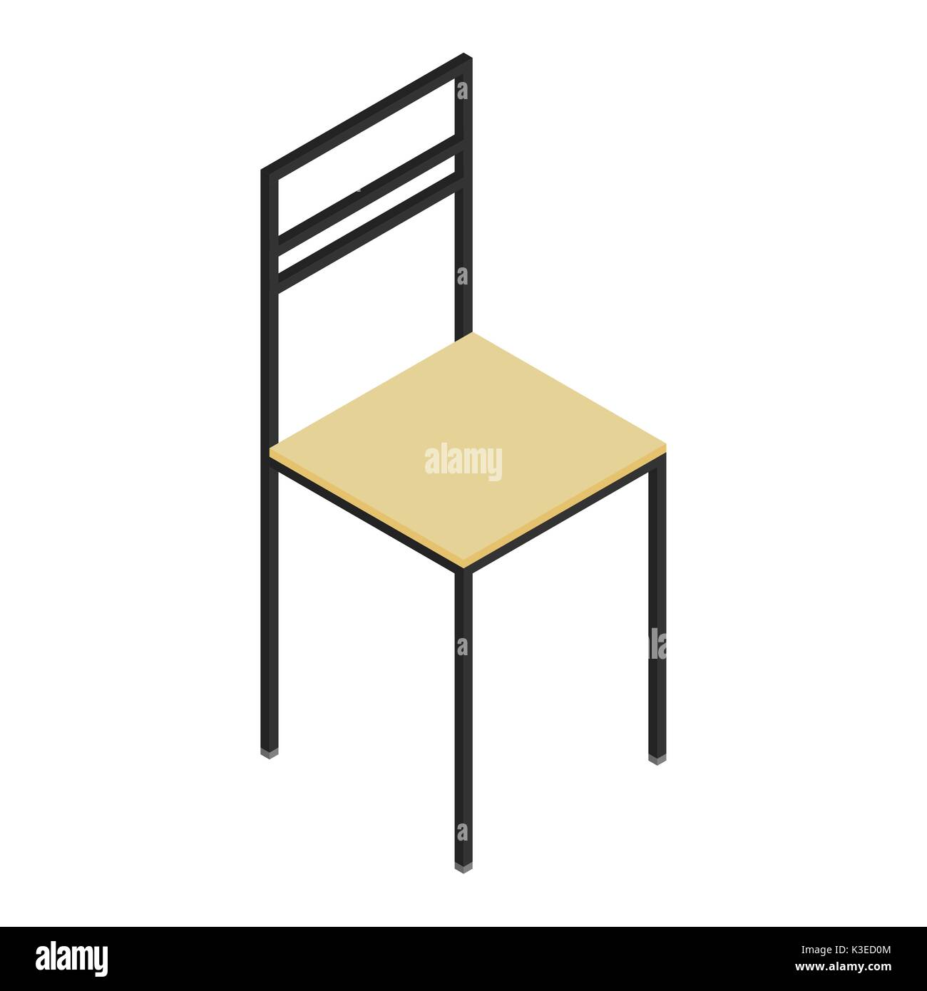 Vector illustration 3d isometric perspective wooden room chair icon ...