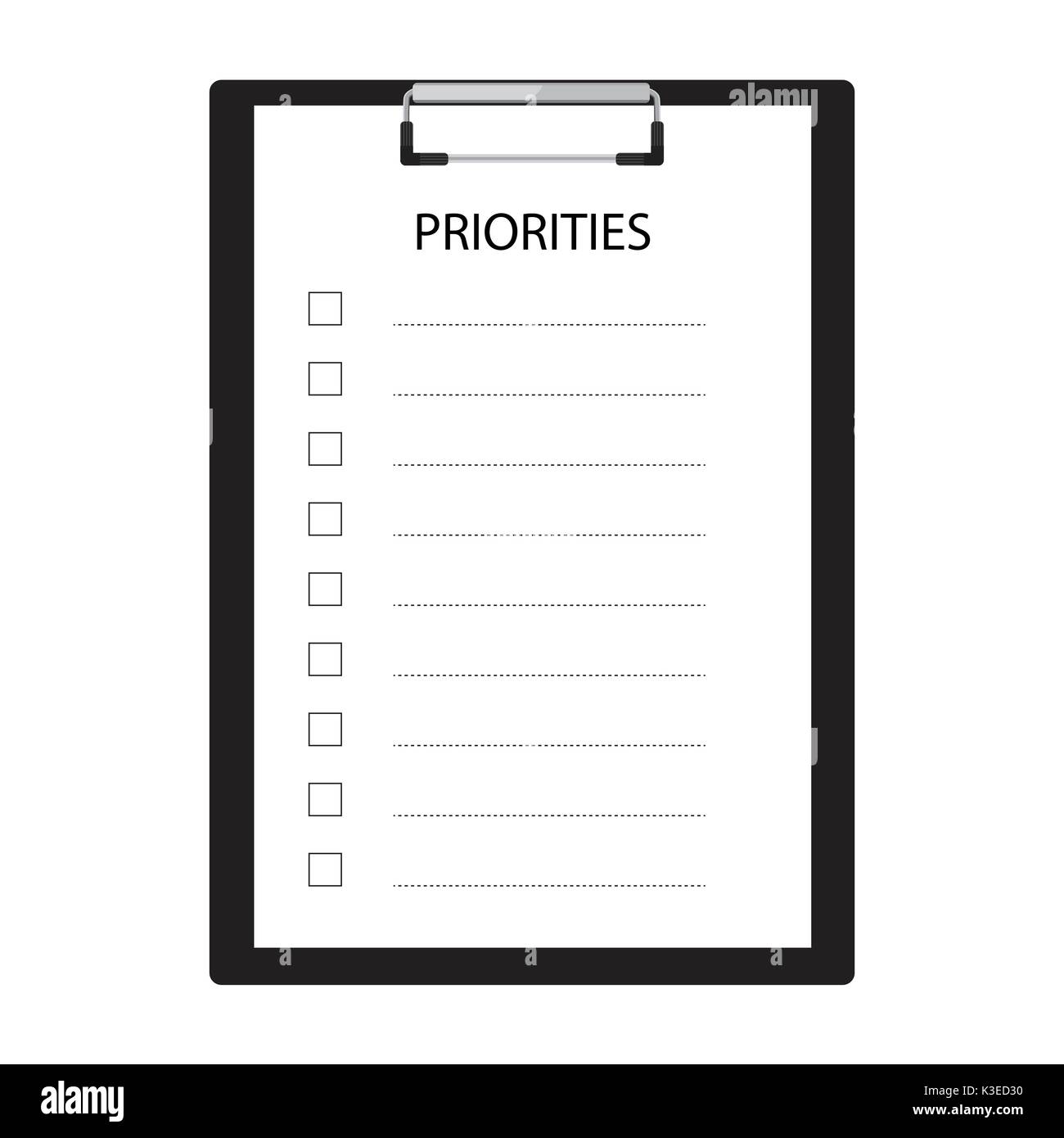 Vector illustration black clipboard with priorities paper icon Stock ...