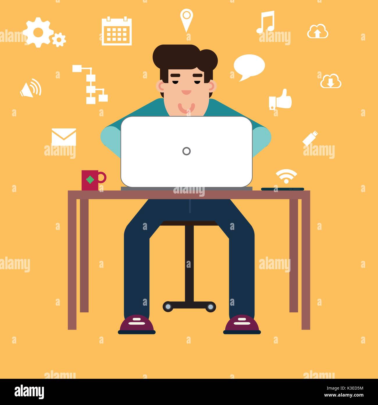 Boy with laptop Stock Vector Image & Art - Alamy