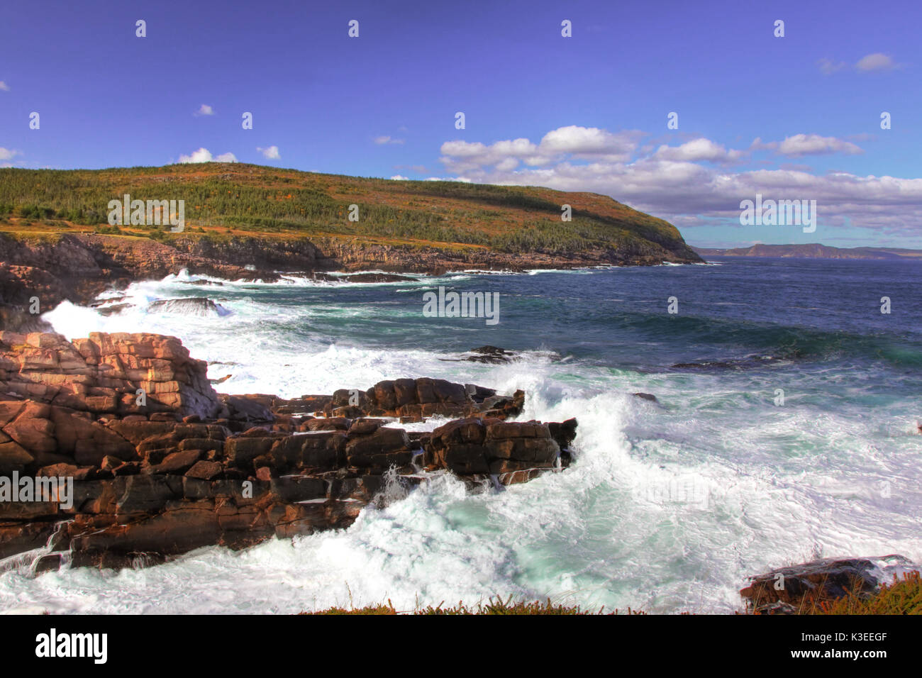 cliffs and ocean waves at cape spear, newfoundland Stock Photo - Alamy