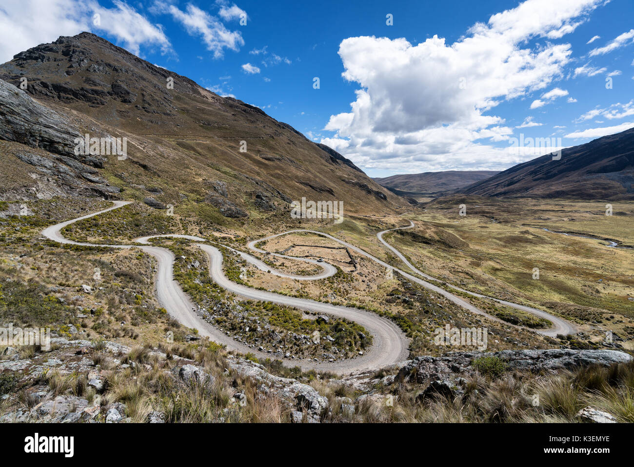 Bendy road on the way to Pastoruri glacier, Peru Stock Photo - Alamy